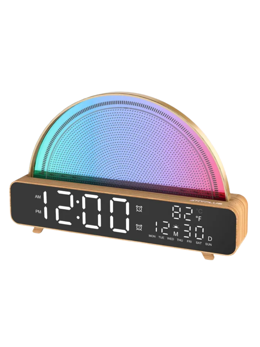 Wood Grain Sunrise Alarm Clock, White Noise, Digital Clock, 13 Sleep ...